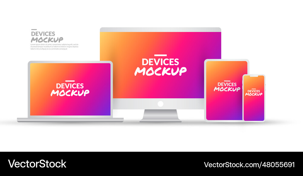 Set of technology devices mockup with blank Vector Image