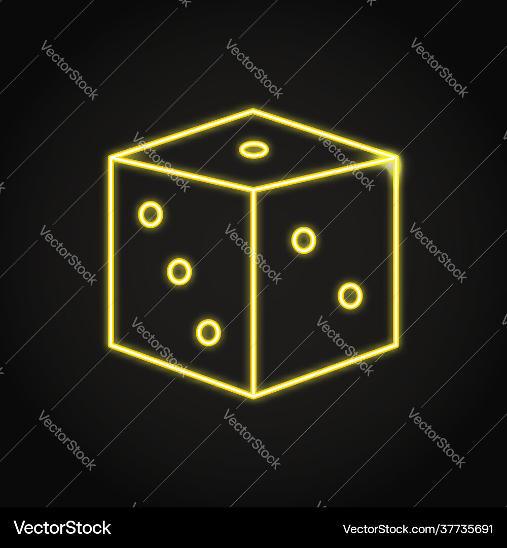 Shining neon dice icon in line style Royalty Free Vector