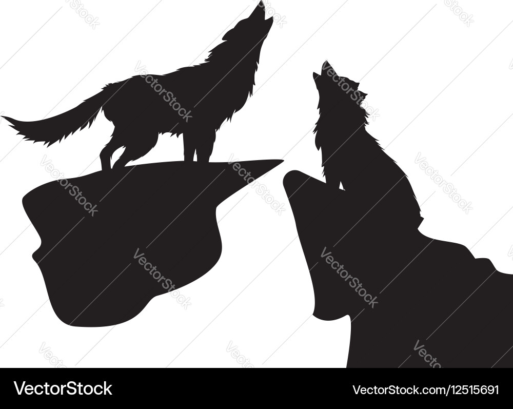 Silhouettes of wolves Royalty Free Vector Image