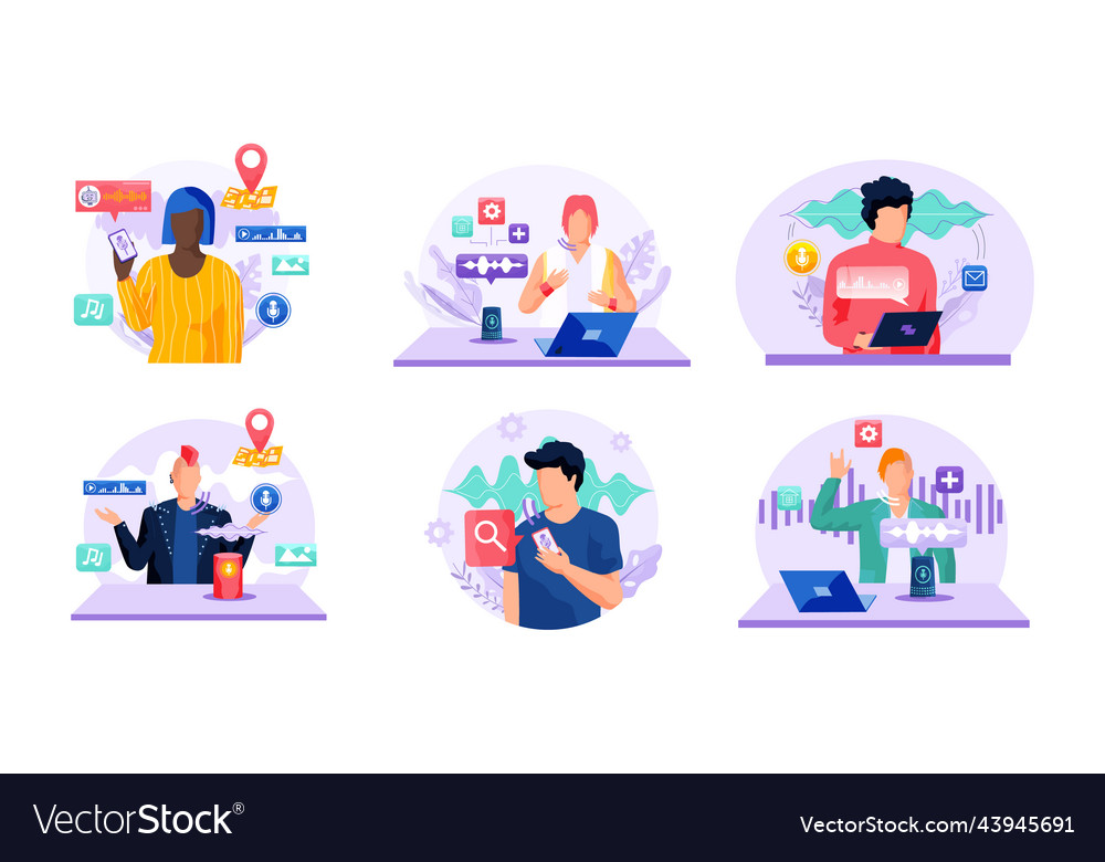 Voice assistant smart speaker virtual assistant Vector Image Voice assistant smart speaker virtual assistant Vector Image