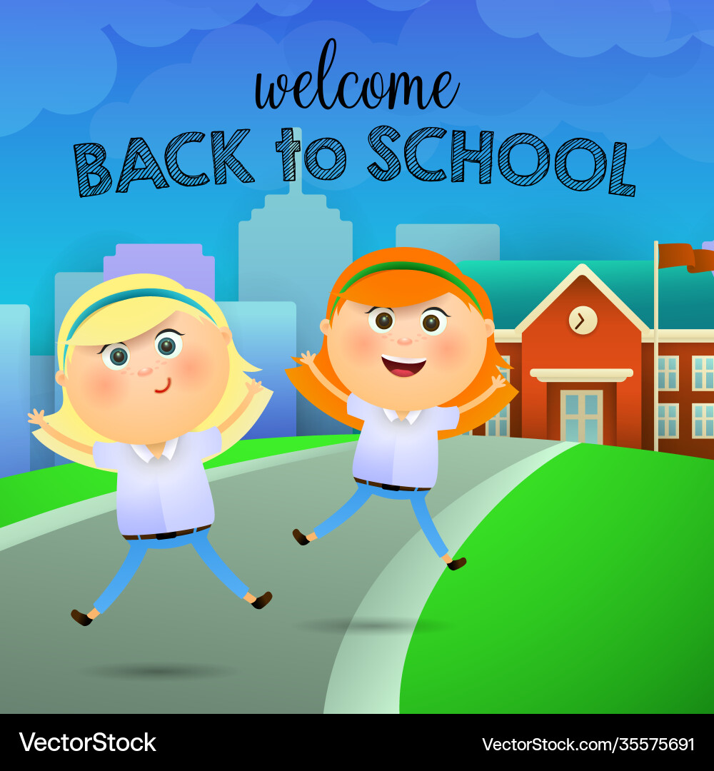 Welcome back to school lettering cheerful Vector Image