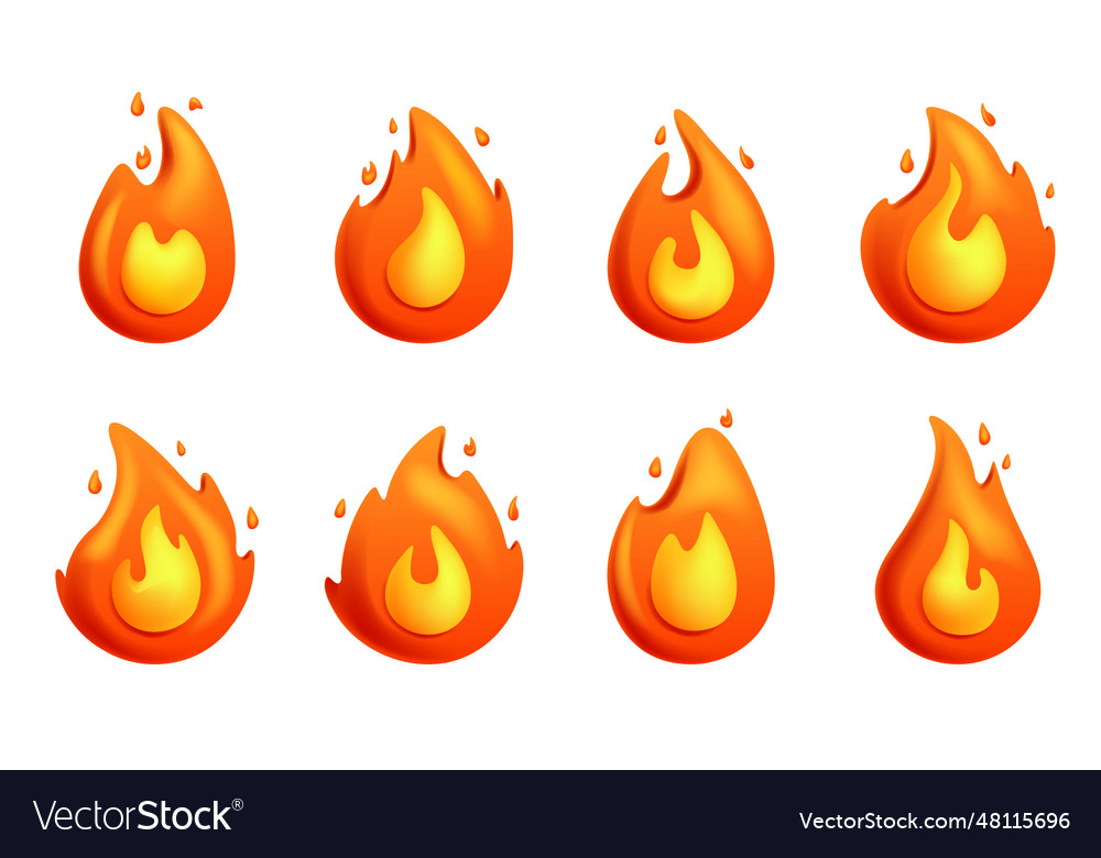 3d fire flame set Royalty Free Vector Image - VectorStock