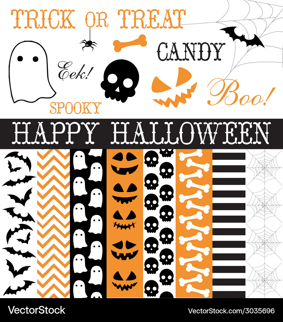 Black and orange halloween patterns Royalty Free Vector