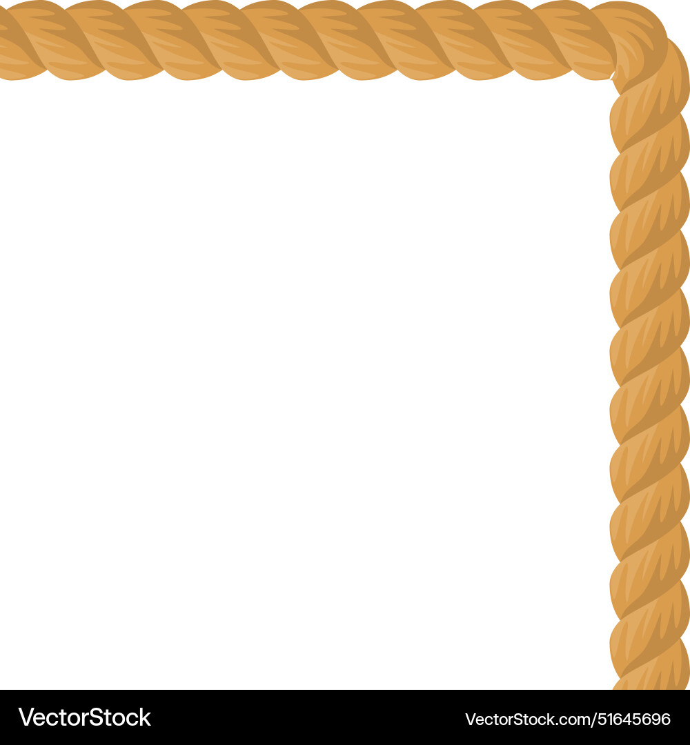 Golden brown twisted rope corner isolated white Vector Image