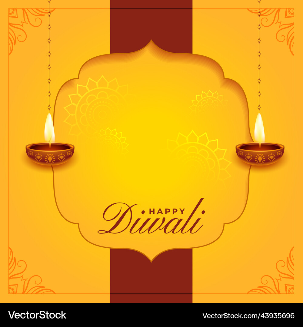 Happy diwali background with hanging diya Vector Image