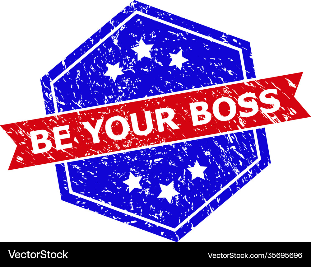 Hexagon bicolor be your boss watermark Royalty Free Vector