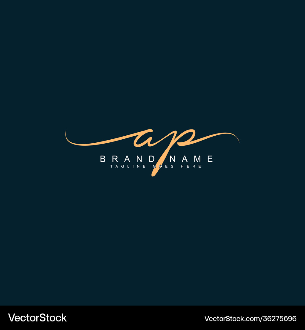 Initial letter ap logo handwritten signature Vector Image