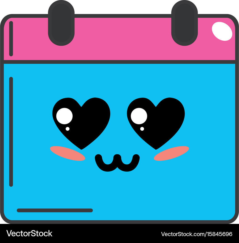 Kawaii cute tender calendar date Royalty Free Vector Image