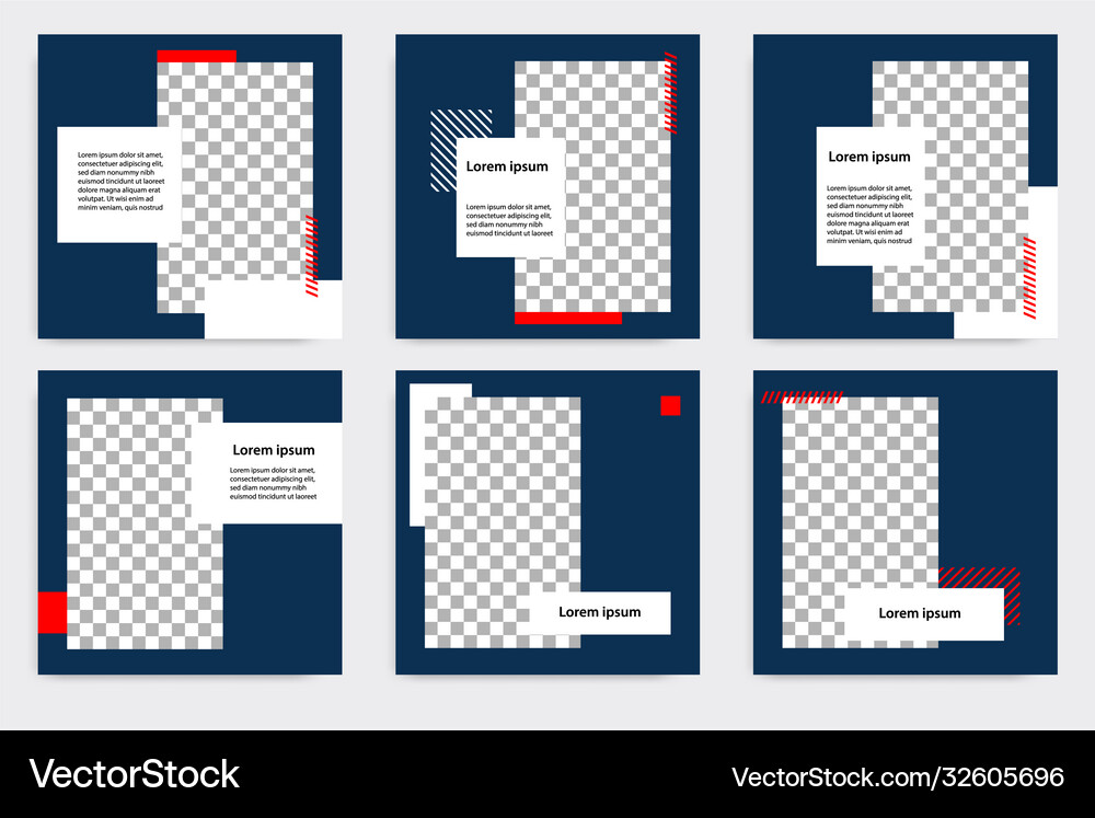 Minimal blue red white social media template Vector Image