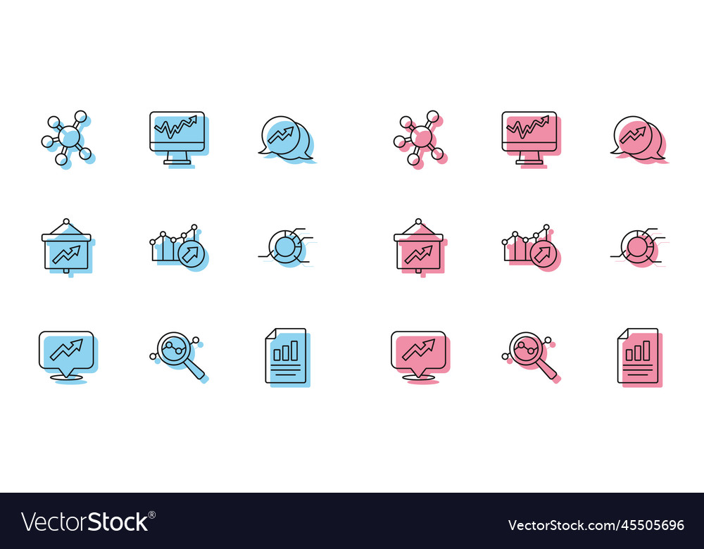 Set line financial growth search data analysis Vector Image Set line financial growth search data analysis Vector Image