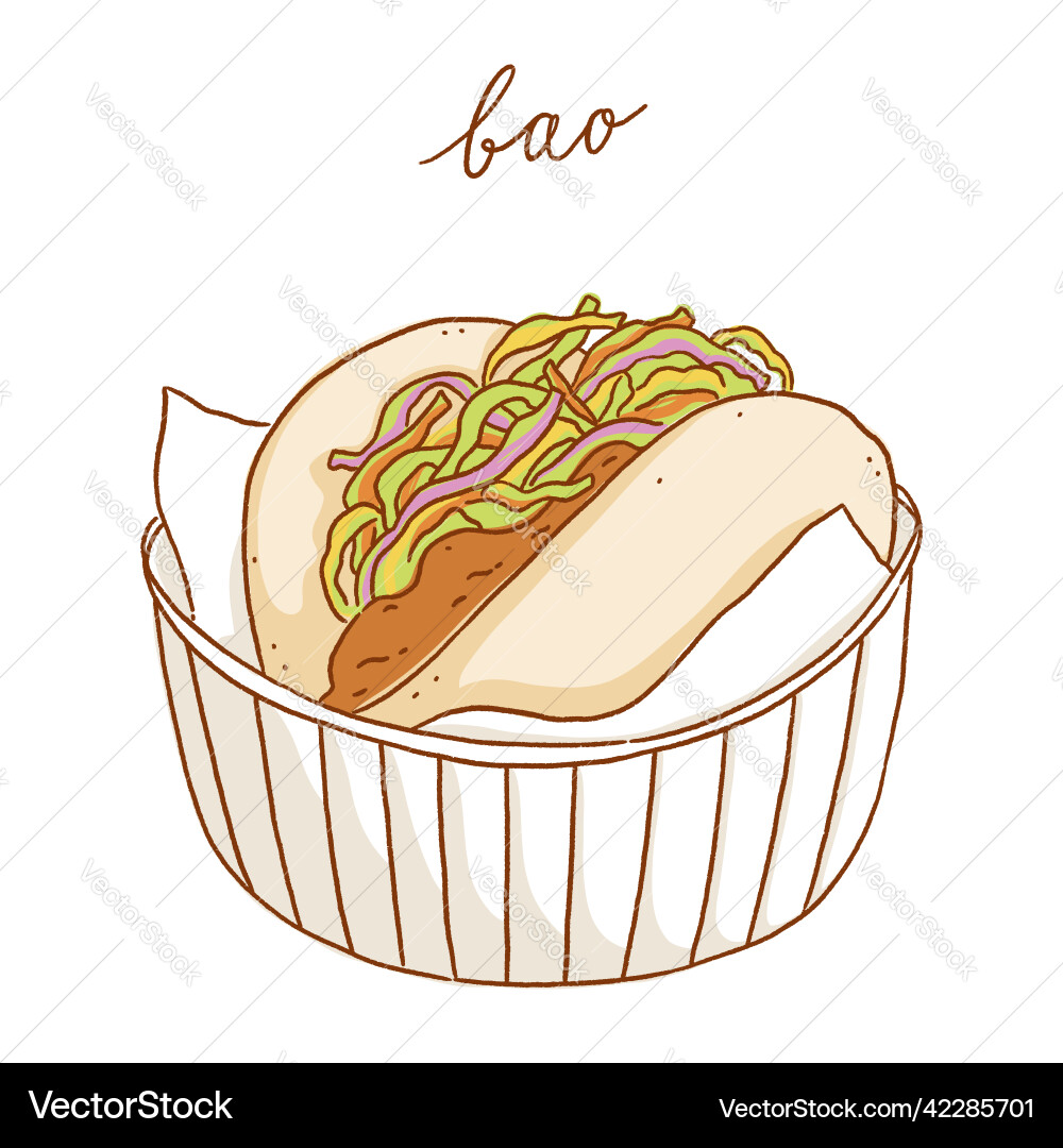 Asian food bao bun Royalty Free Vector Image - VectorStock