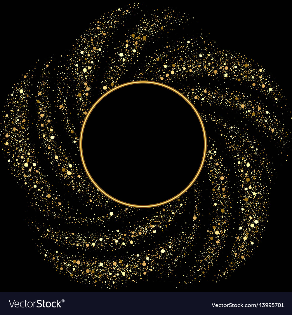 Black background with gold swirl glitter particles
