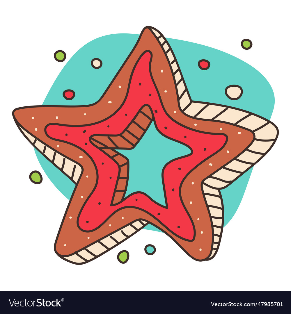 Christmas star cookie colored Royalty Free Vector Image