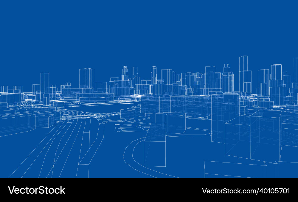 City view buildings and streets Royalty Free Vector Image