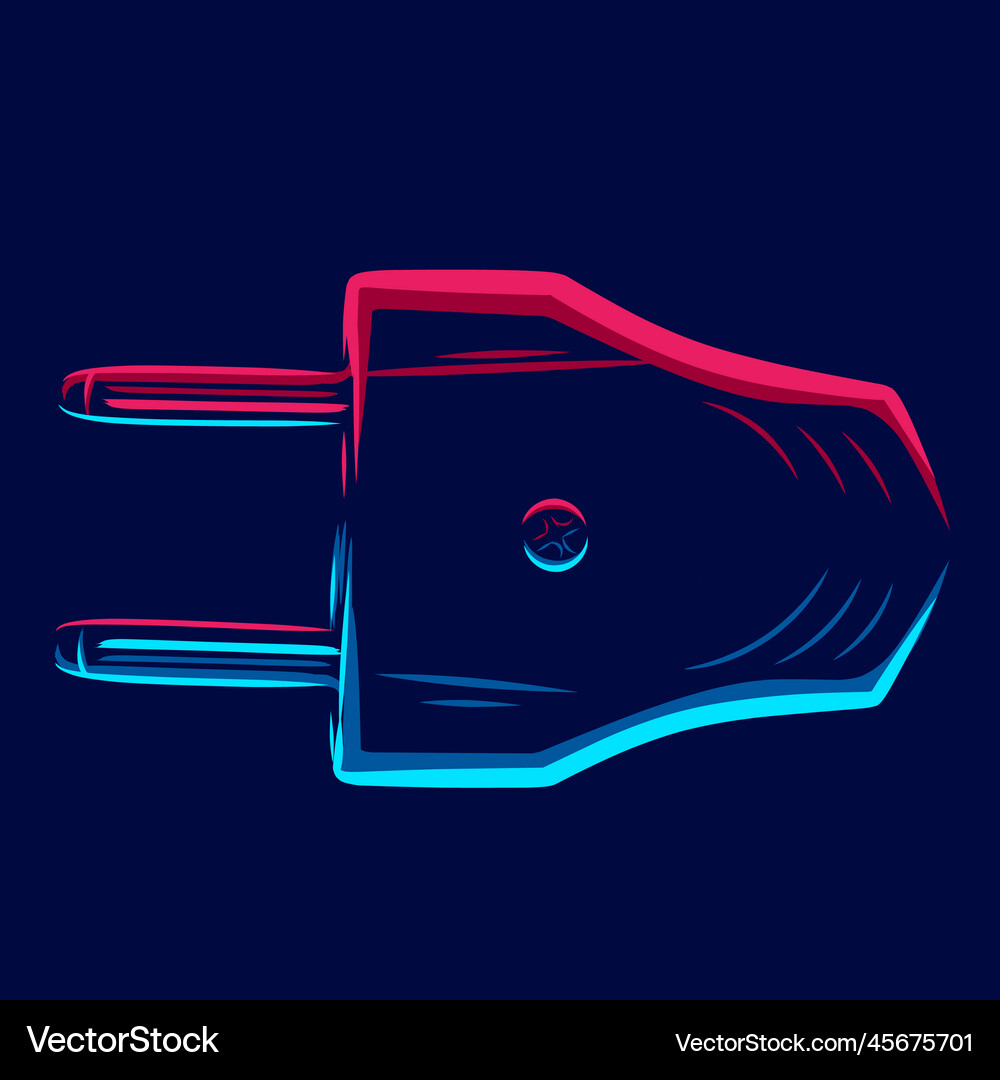 Electrical power plug line pop art portrait logo Vector Image