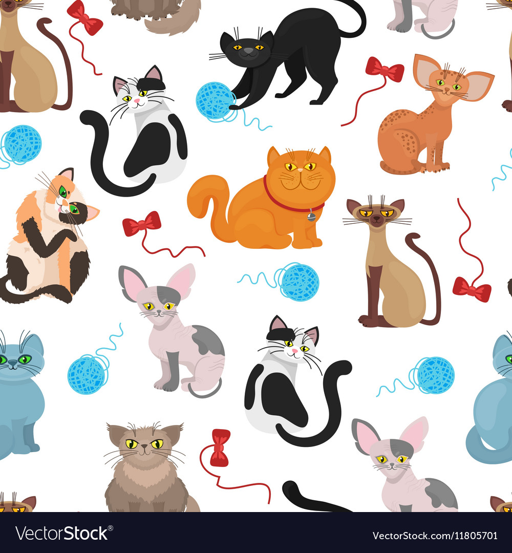 Fur cats pattern background Royalty Free Vector Image