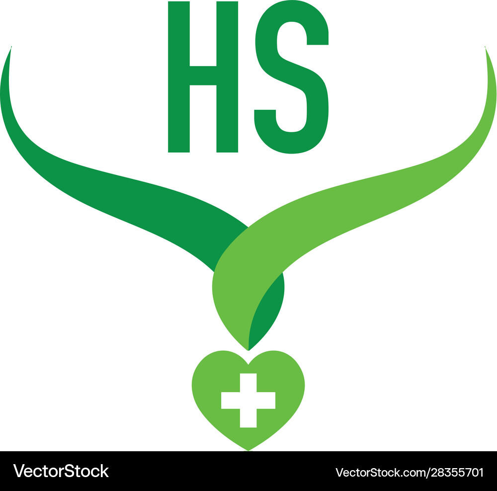 Initial letter hs creative health green logo Vector Image