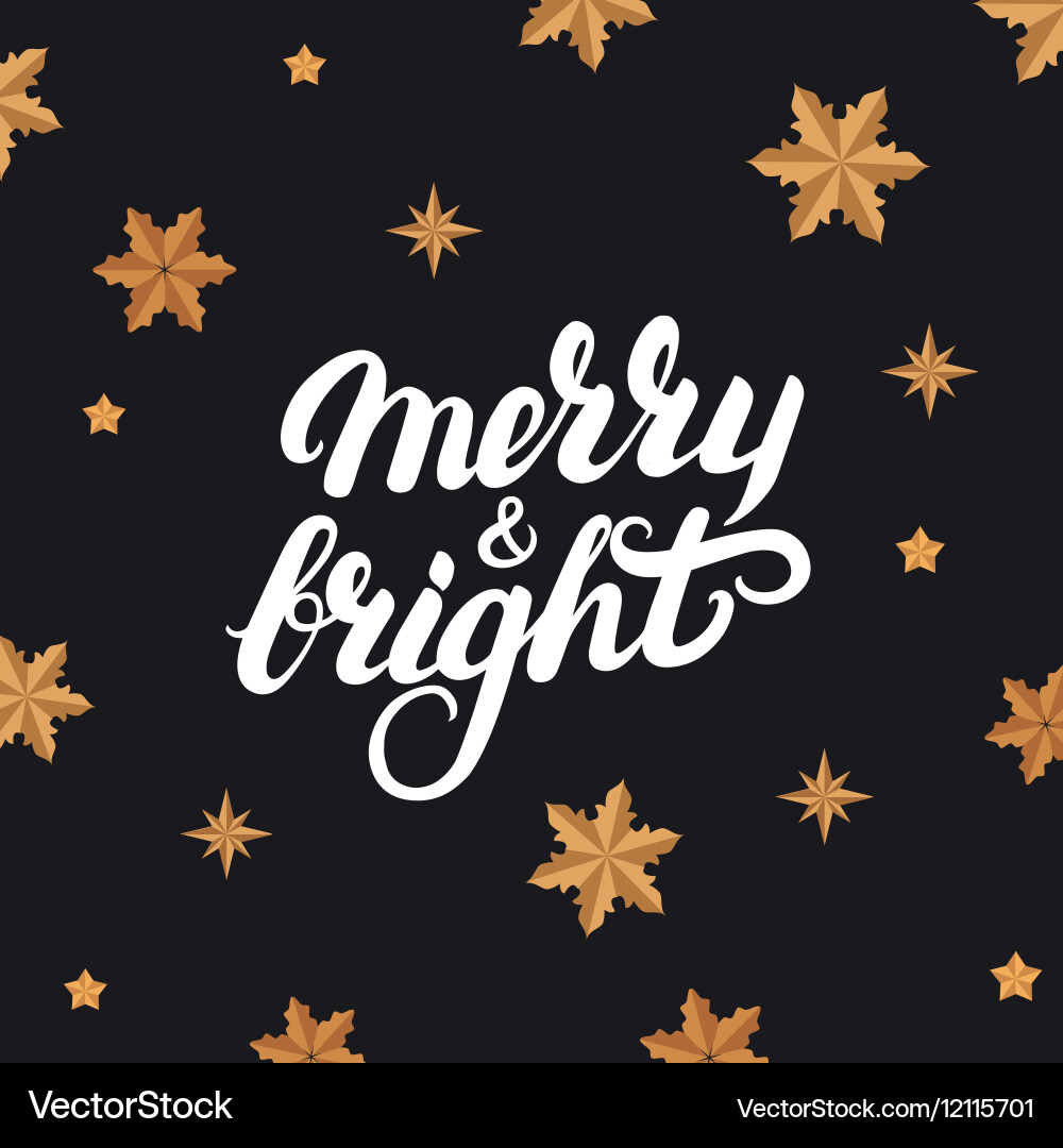 Merry and bright hand written lettering 2017 Vector Image