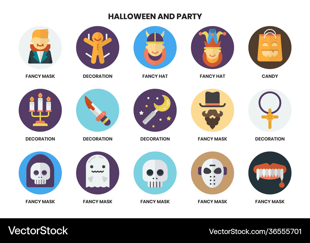Party icons set for business Royalty Free Vector Image