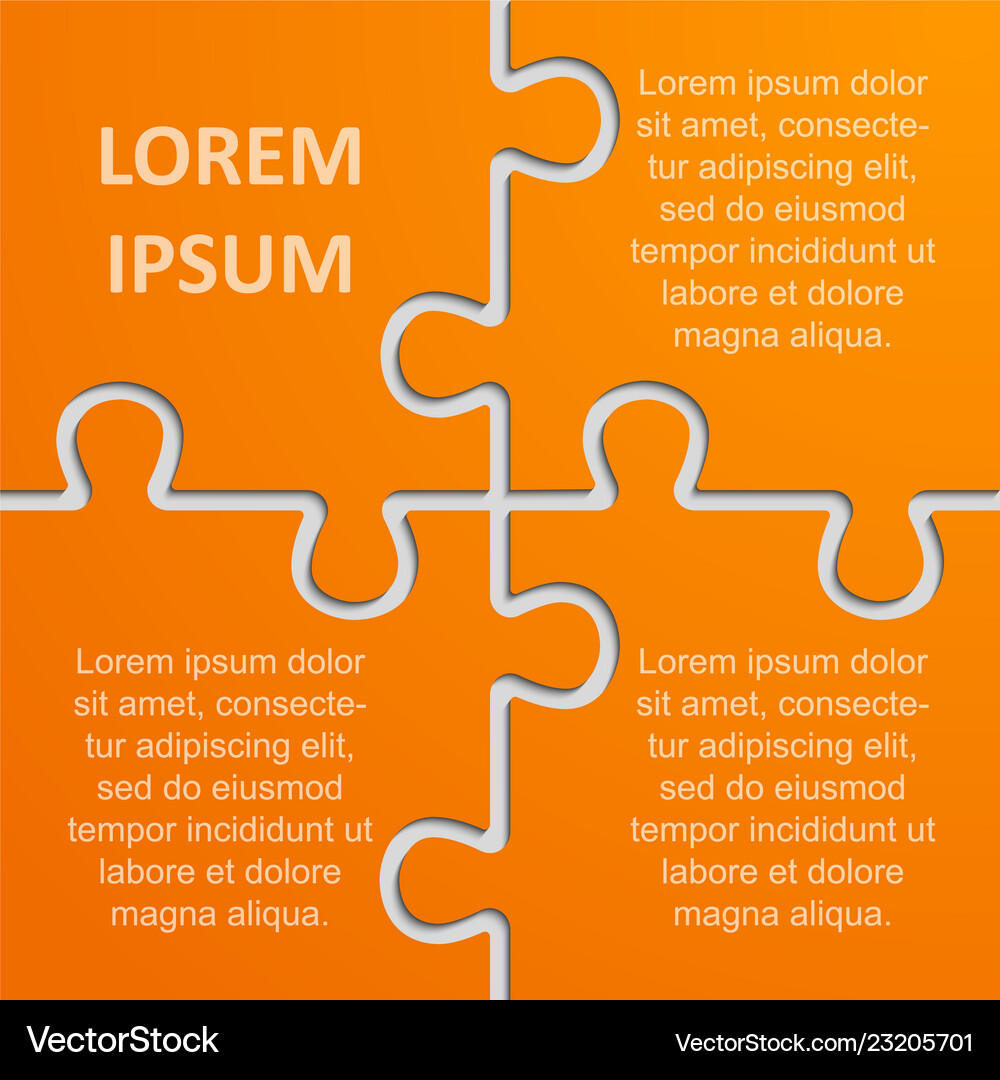 Piece puzzle infographic four steps jigsaw puzzle Vector Image