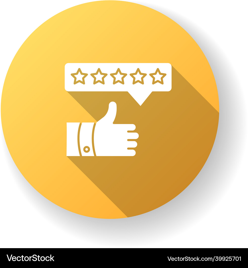 Product review yellow flat design long shadow Vector Image