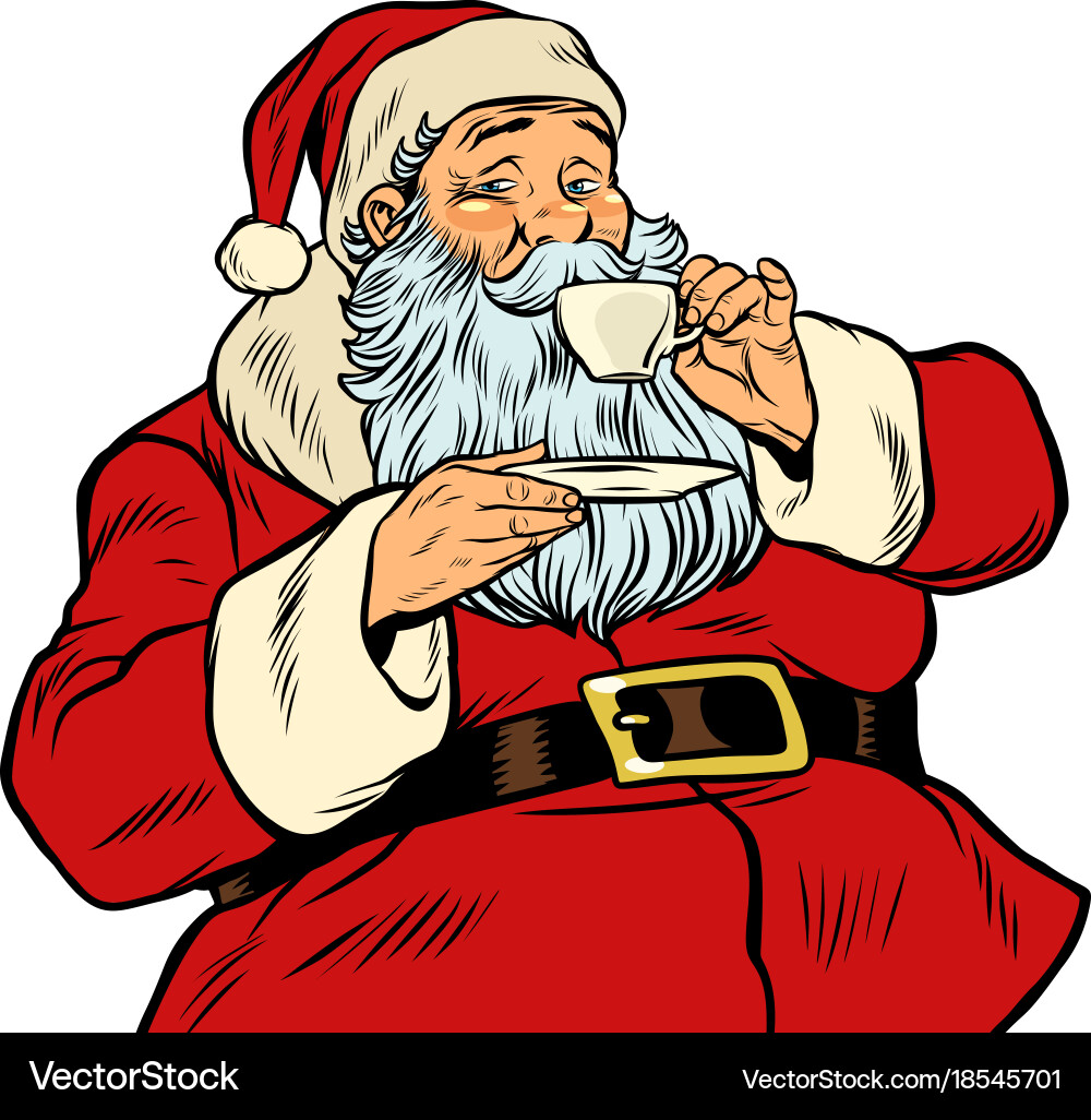 Santa claus drinking tea or coffee isolated on Vector Image