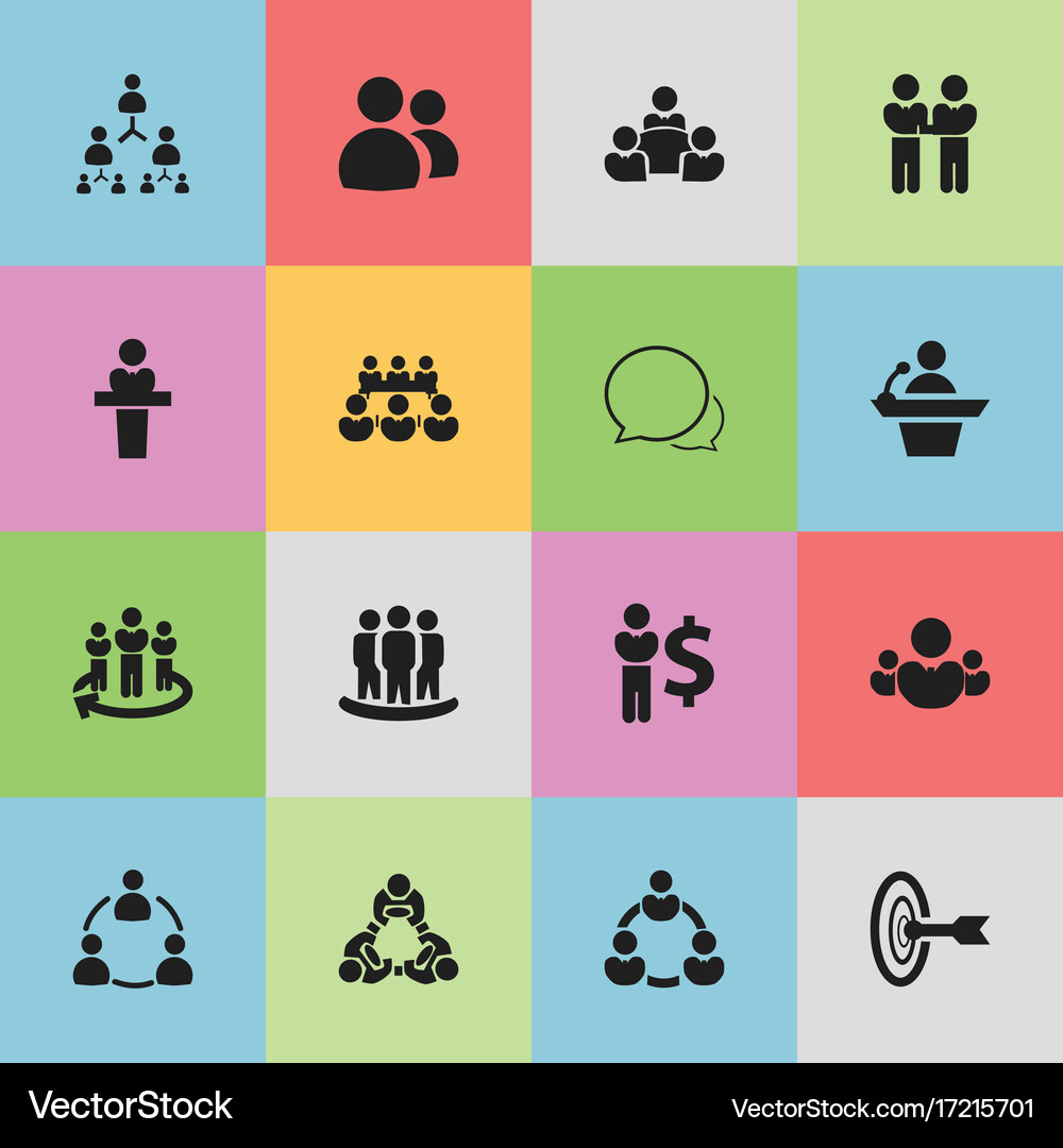 Set of 16 editable community icons includes Vector Image