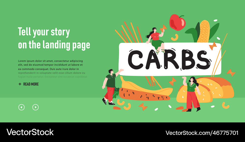 Tiny characters next to carbs sign and products Vector Image