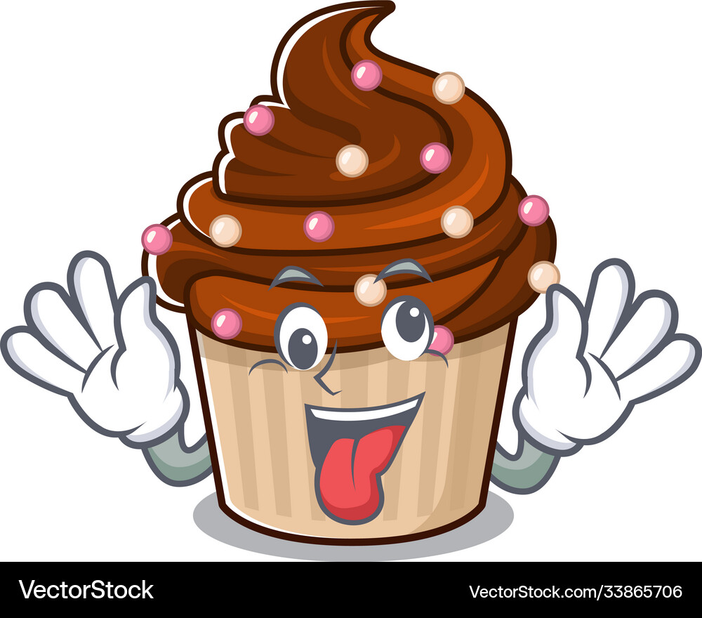 Cute sneaky chocolate cupcake cartoon character Vector Image