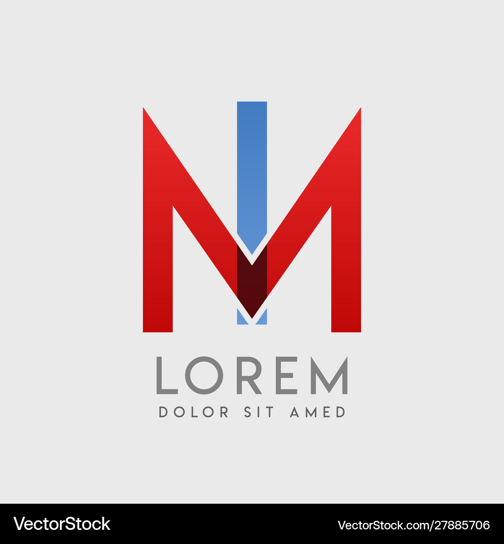 Mi logo letters with blue and red gradation Vector Image