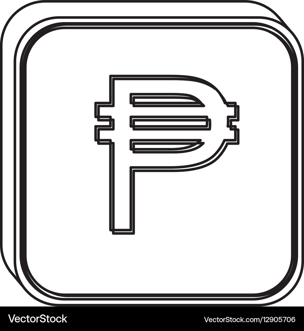 Monochrome square contour with currency symbol Vector Image