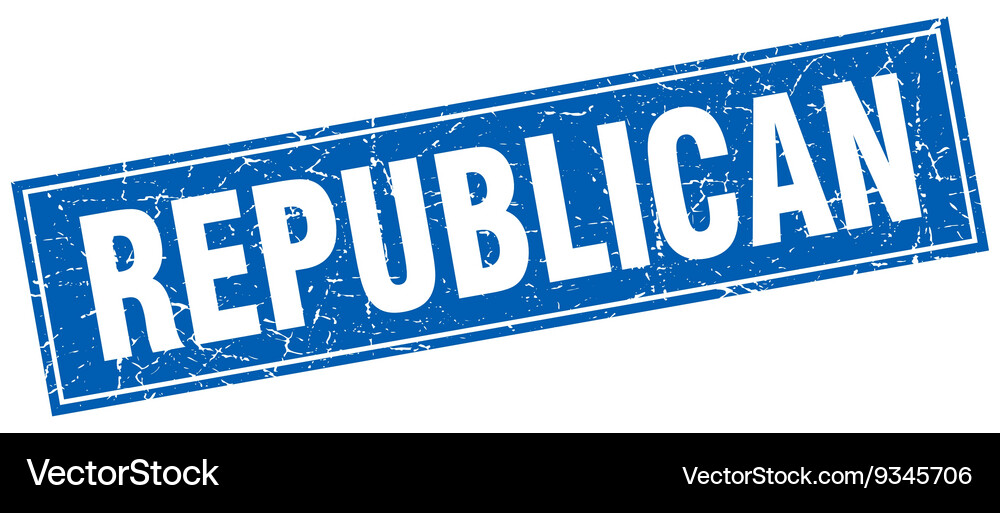 Republican blue square grunge stamp on white Vector Image