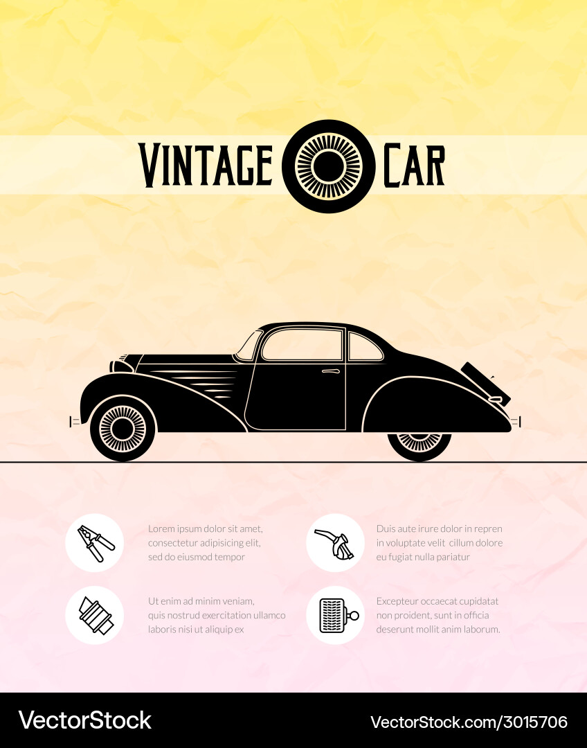 Retro car vintage outline style Royalty Free Vector Image
