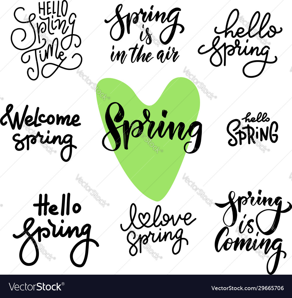 Spring time lettering greeting cards set special Vector Image