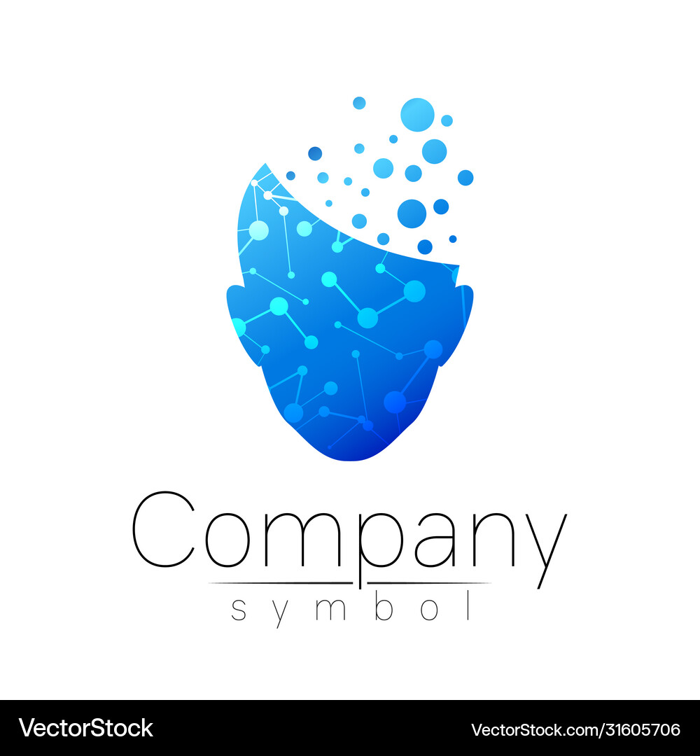 Symbol human head person face blue Royalty Free Vector Image