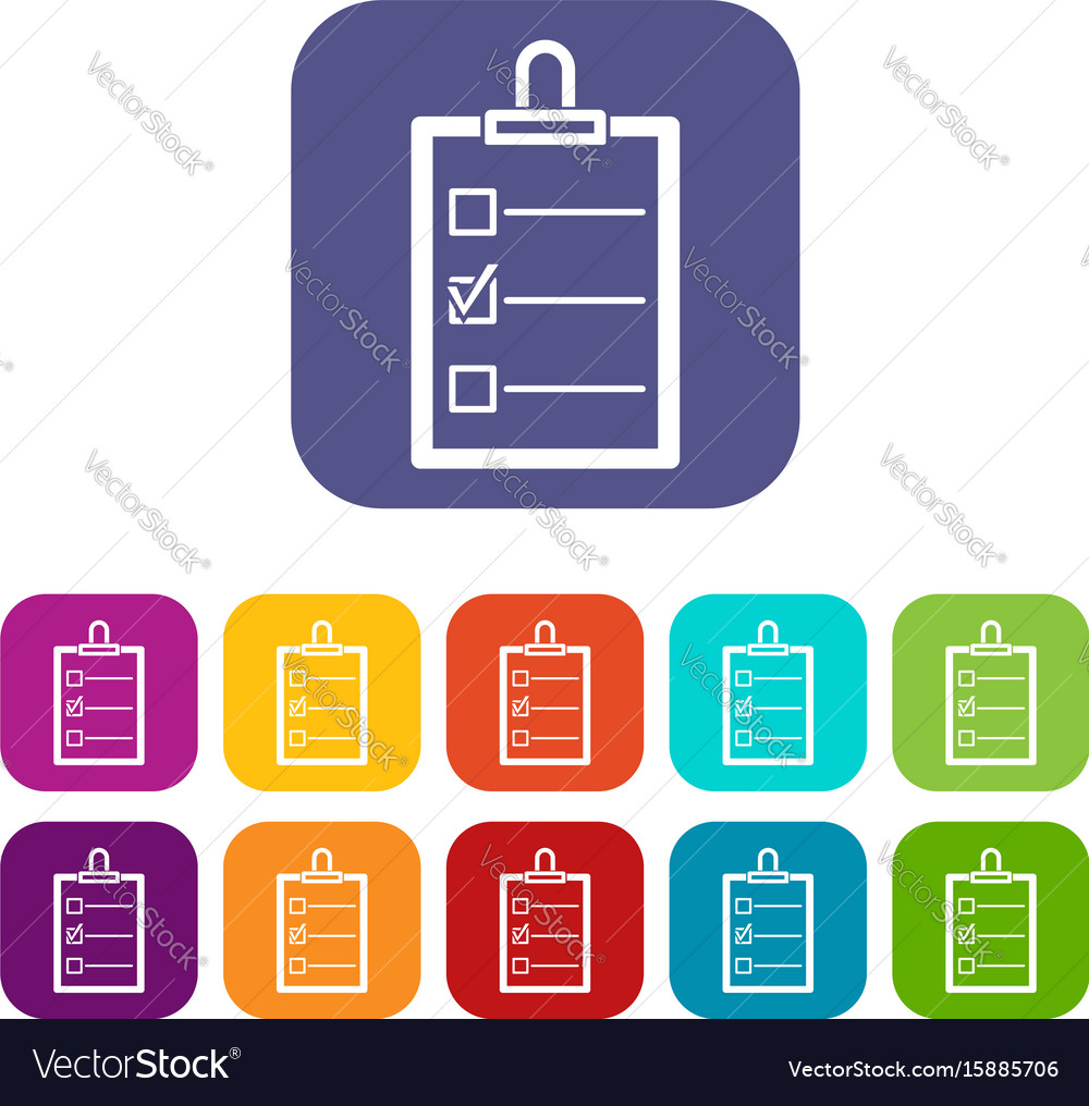 To do list icons set flat Royalty Free Vector Image