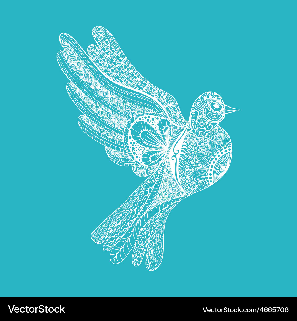 Zentangle stylized floral Pigeon for Peace Day Vector Image