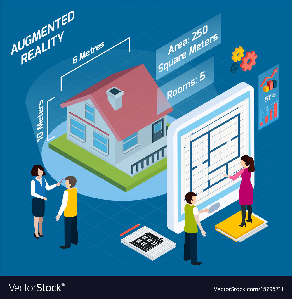 Augmented reality isometric composition Royalty Free Vector Augmented reality isometric composition Royalty Free Vector