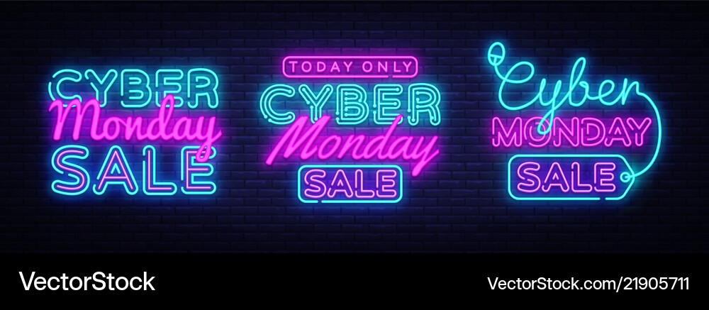 Big neon signs for cyber monday Royalty Free Vector Image