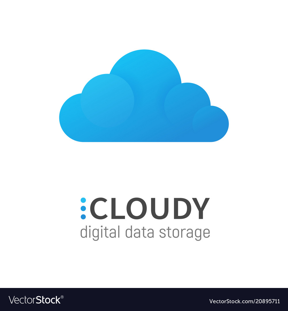 Blue cloud isolated data storage logotype Vector Image