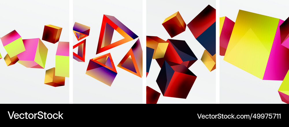 Composition of 3d cubes and other geometric Vector Image