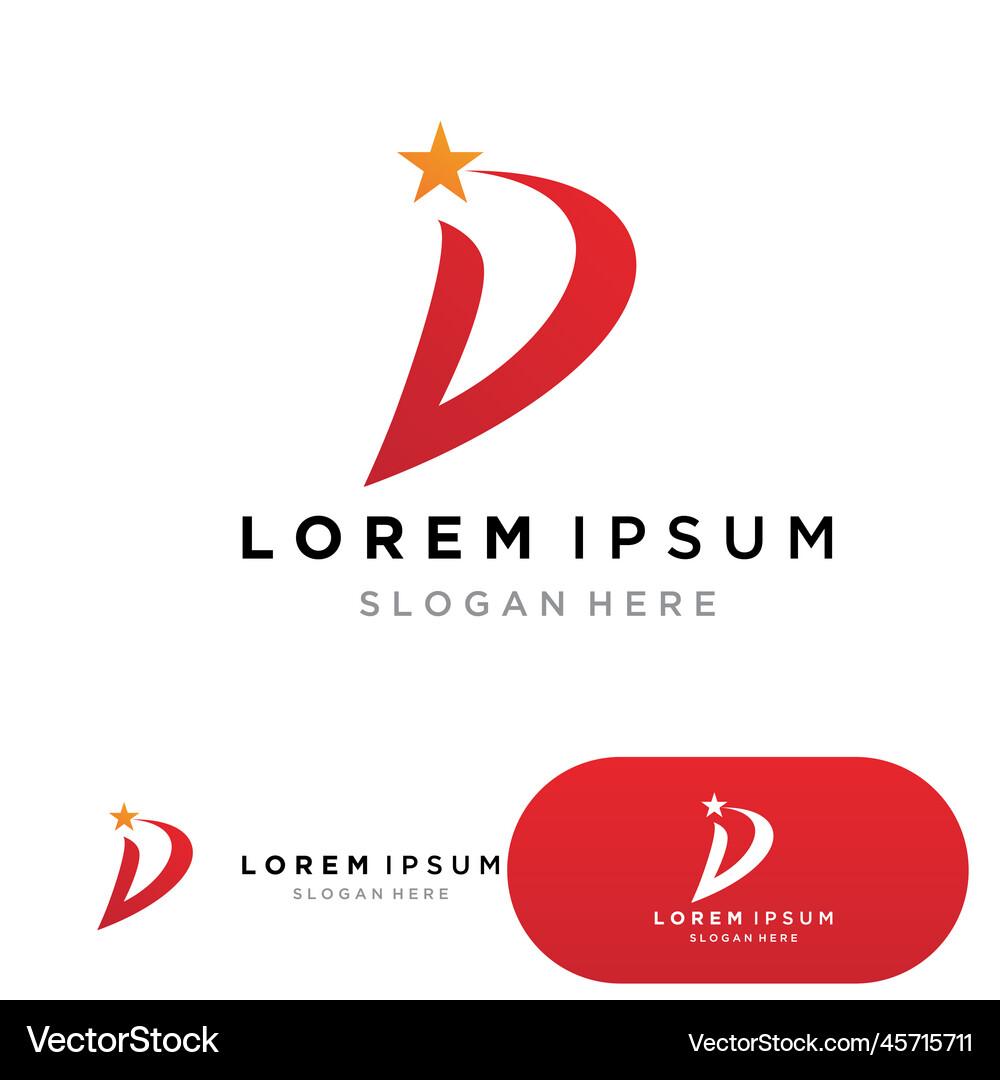 D letter icon template Royalty Free Vector Image