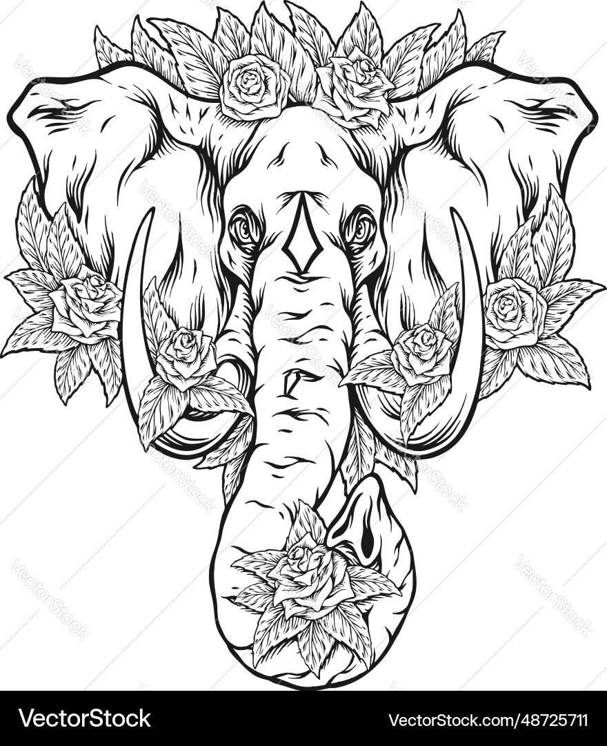 Floral elegant elephant adorned ornament Vector Image