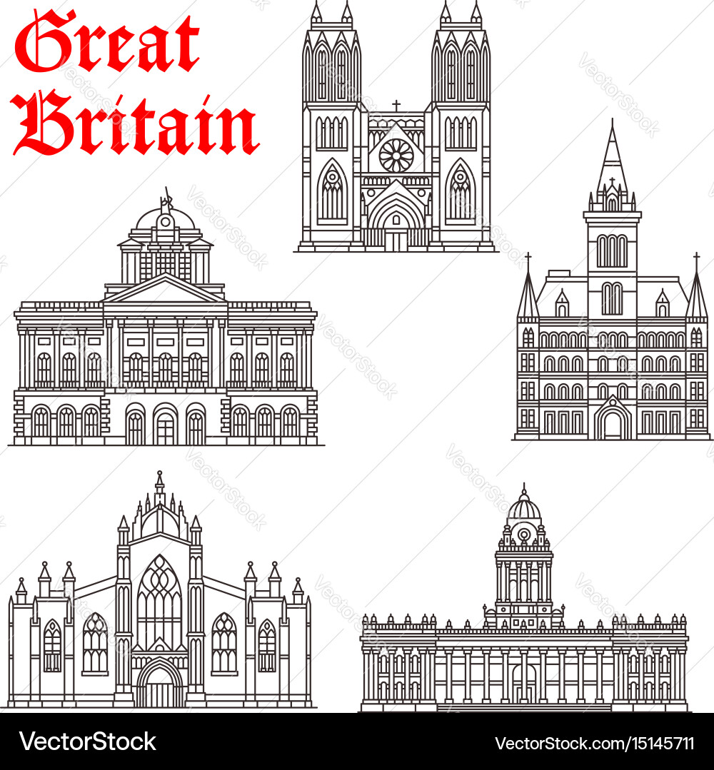 Great britain architecture landmarks icons Vector Image