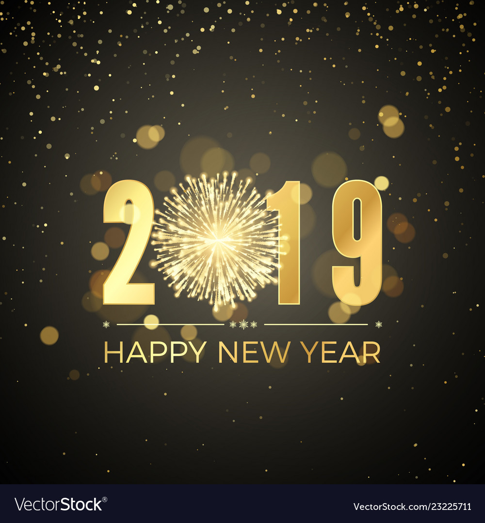 Happy new year 2019 new years banner with golden Vector Image