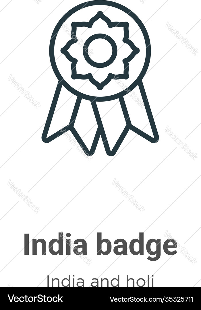 India badge outline icon thin line black Vector Image