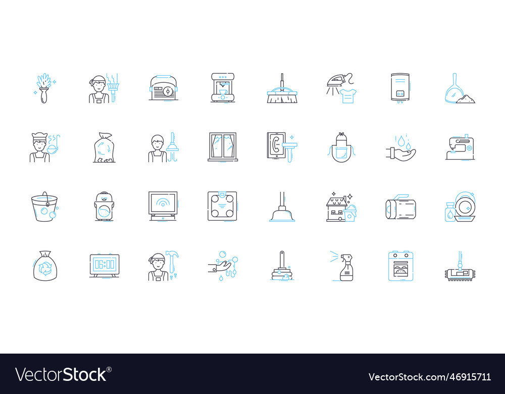 Maid service linear icons set cleaning Royalty Free Vector Maid service linear icons set cleaning Royalty Free Vector