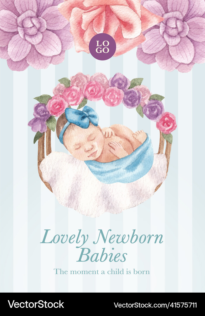 Poster template with newborn baby Royalty Free Vector Image
