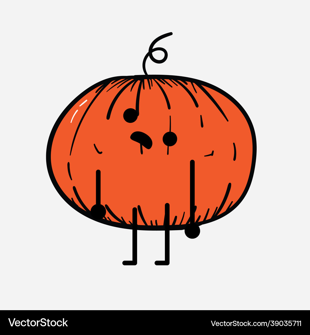 Pumpkin character with cute face and simple body Vector Image