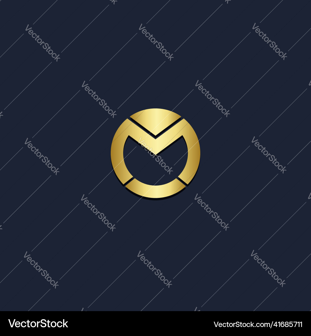 Round m initial company gold logo Royalty Free Vector Image